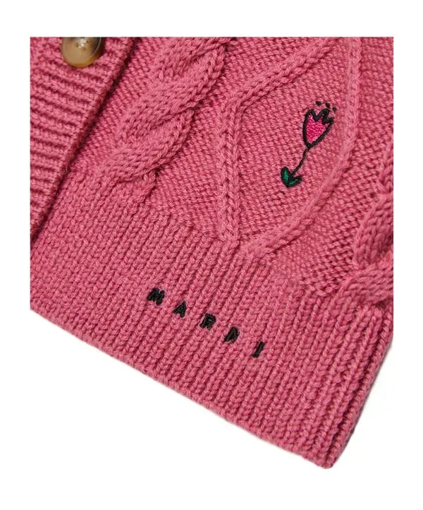 Marni Cable-knit Floral-embroidered Cardigan