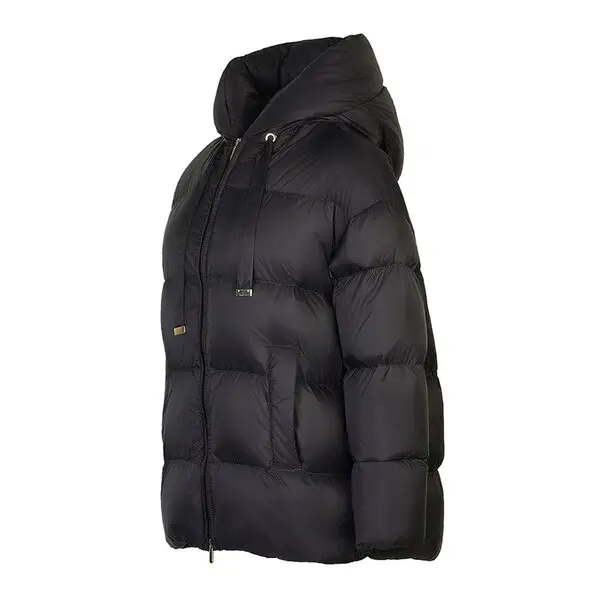 Max Mara Short Roomy Puffer Jacket In Water-repellent Fabric - Black