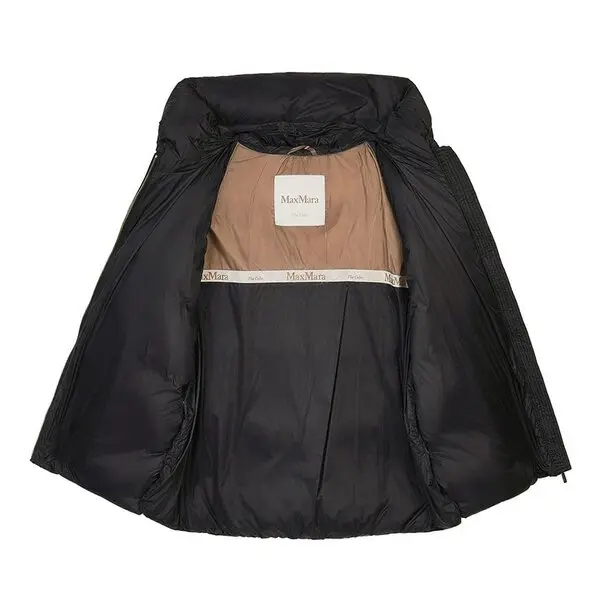 Max Mara Short Roomy Puffer Jacket In Water-repellent Fabric - Black
