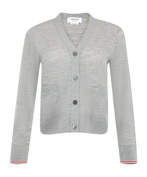 Thom Browne V-neck Cardigan - Light Gray