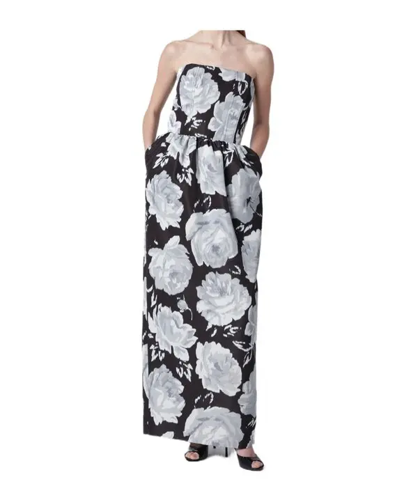 PATOU Floral Strapless Dress - Black