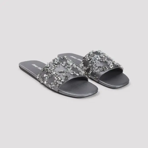Miu Miu Slider Crystal-embellished Satin Sandals