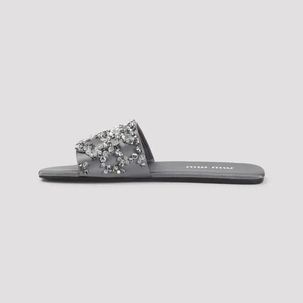 Miu Miu Slider Crystal-embellished Satin Sandals