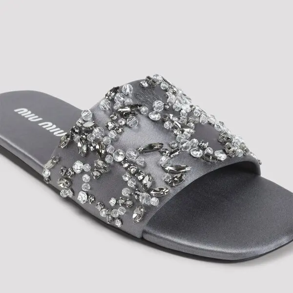 Miu Miu Slider Crystal-embellished Satin Sandals