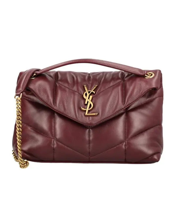 Saint Laurent Loulou Logo Plaque Shoulder Bag - Red