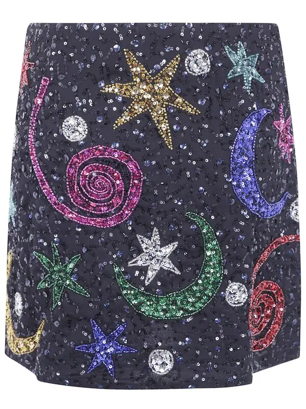 Rixo Minna Moon-embellished Silk Mini Skirt