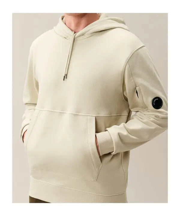 C.P. COMPANY Lens Detailed Drawstring Hoodie - Silver Birch