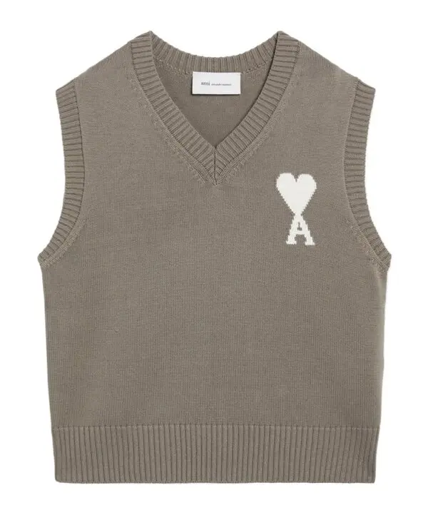 AMI Paris Sleeveless Knit Vest - Gray
