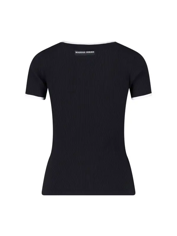 MARINE SERRE Moon Embroidered Ribbed Top