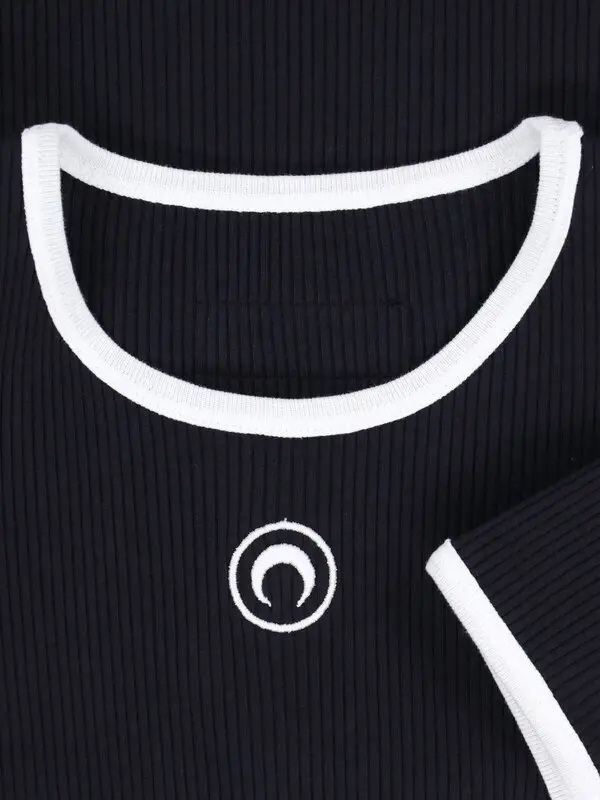 MARINE SERRE Moon Embroidered Ribbed Top