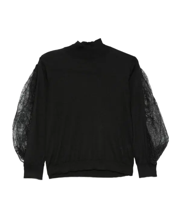 Fabiana Filippi Lace-panel Balloon-sleeve Sweater