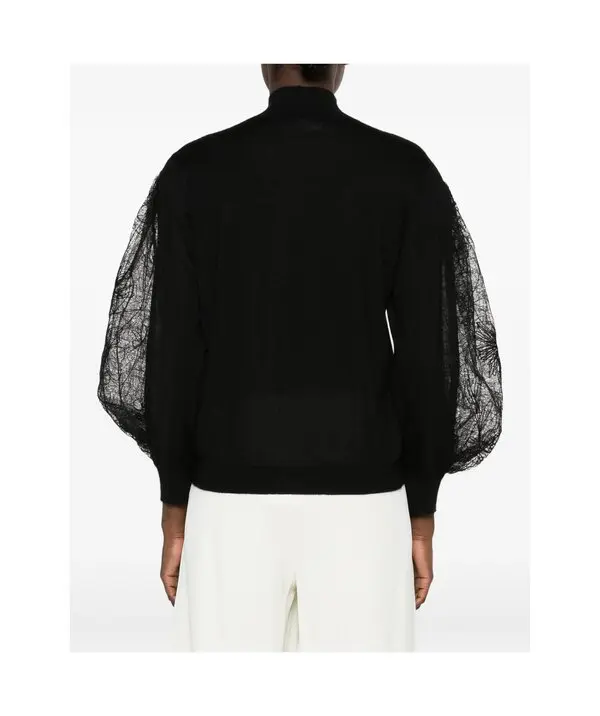 Fabiana Filippi Lace-panel Balloon-sleeve Sweater