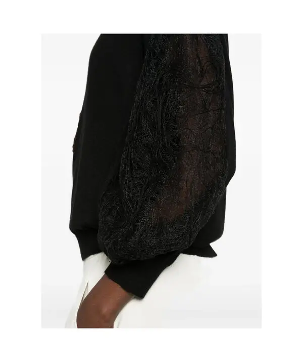 Fabiana Filippi Lace-panel Balloon-sleeve Sweater