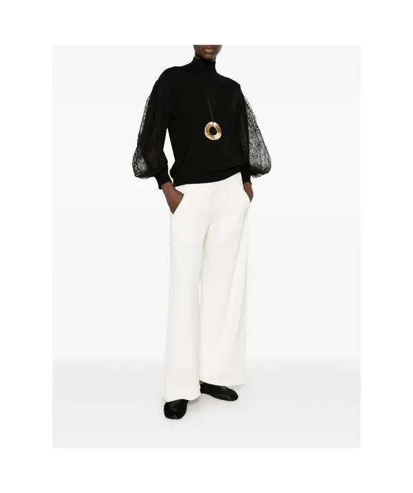 Fabiana Filippi Lace-panel Balloon-sleeve Sweater