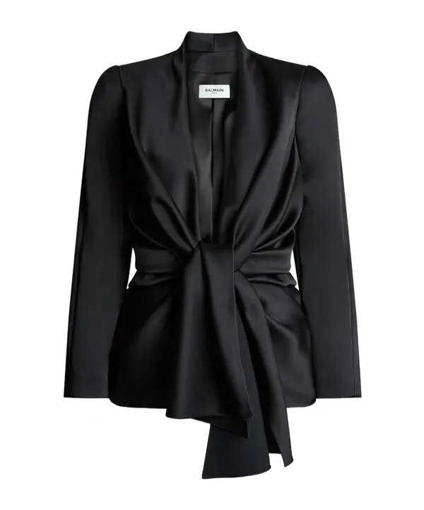 Balmain Satin Crepe Jacket With Tie Detail
