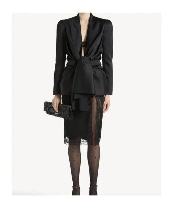 Balmain Satin Crepe Jacket With Tie Detail