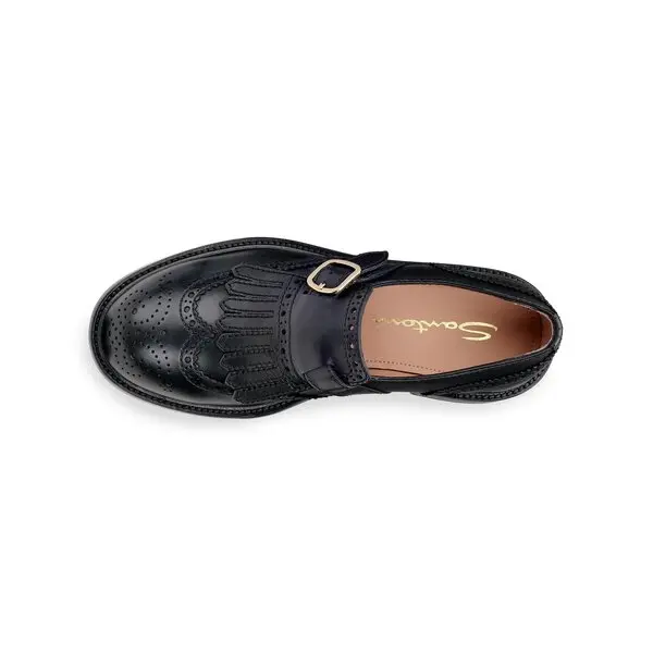 Santoni Leather Single Monk Strap Shoe With Frange