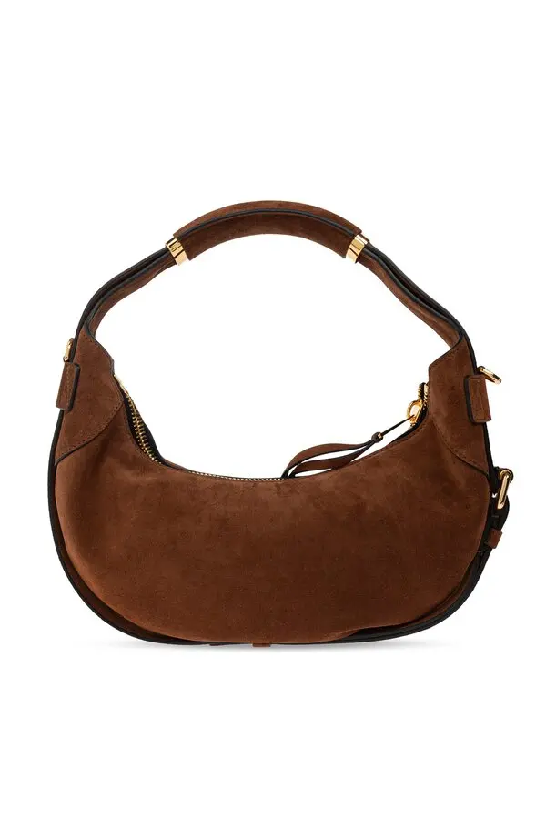Moschino Suede-finish Curved Shoulder Bag