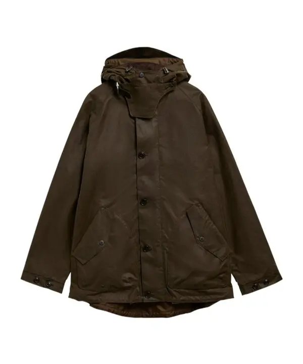 Barbour Hooded Button-fastening Waxed Coat