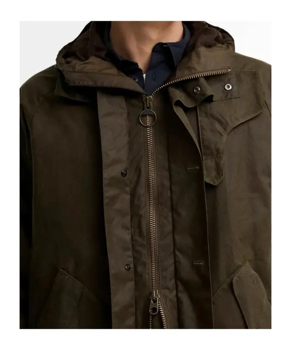 Barbour Hooded Button-fastening Waxed Coat