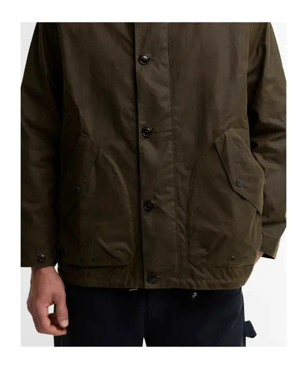 Barbour Hooded Button-fastening Waxed Coat