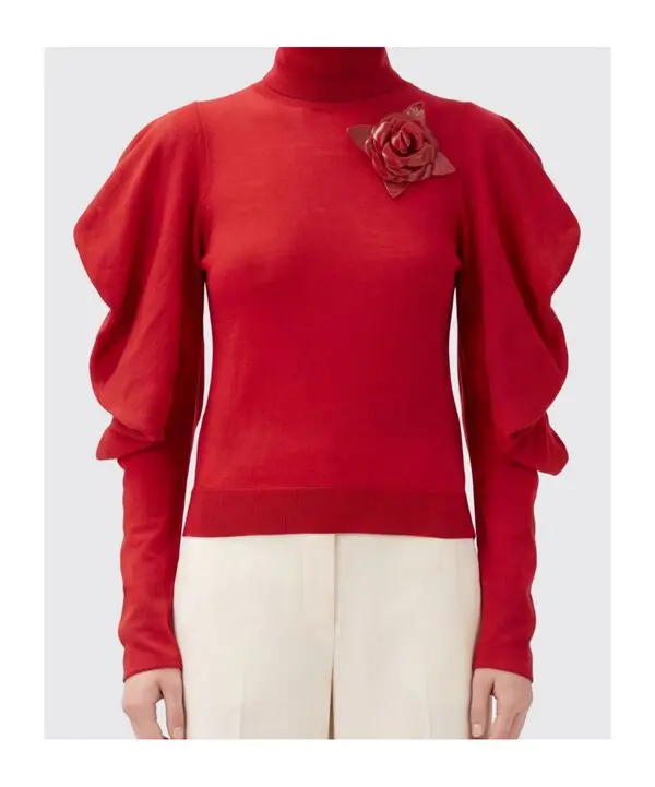 Blumarine Ruffled Turtleneck Knitted Sweater