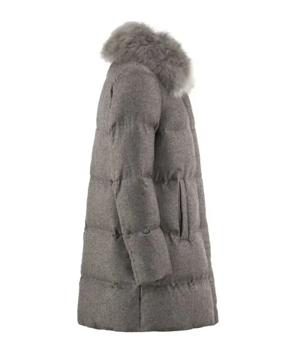 Herno Long-sleeved Fur-trim Quilted Jacket