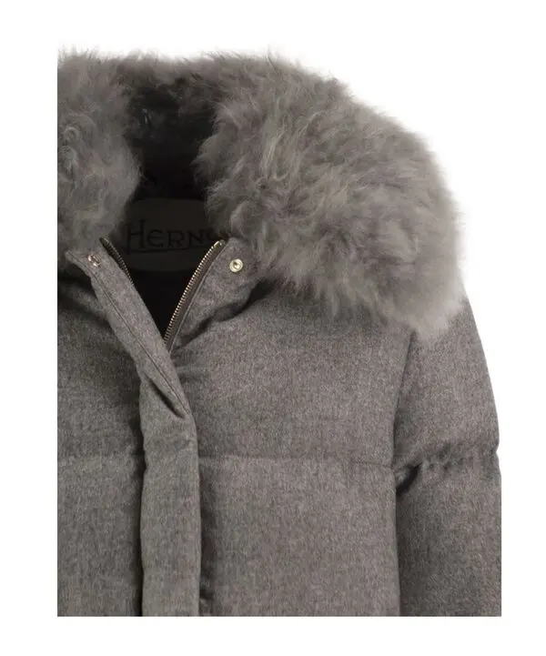 Herno Long-sleeved Fur-trim Quilted Jacket