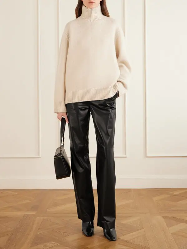 TOTEME Easy Leather Straight Leg Trousers