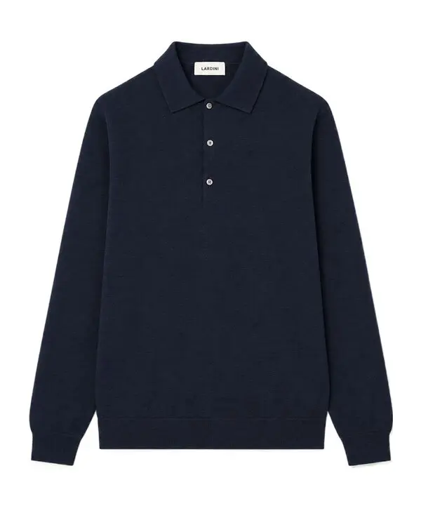 LARDINI Long Sleeved Ribbed Polo Shirt