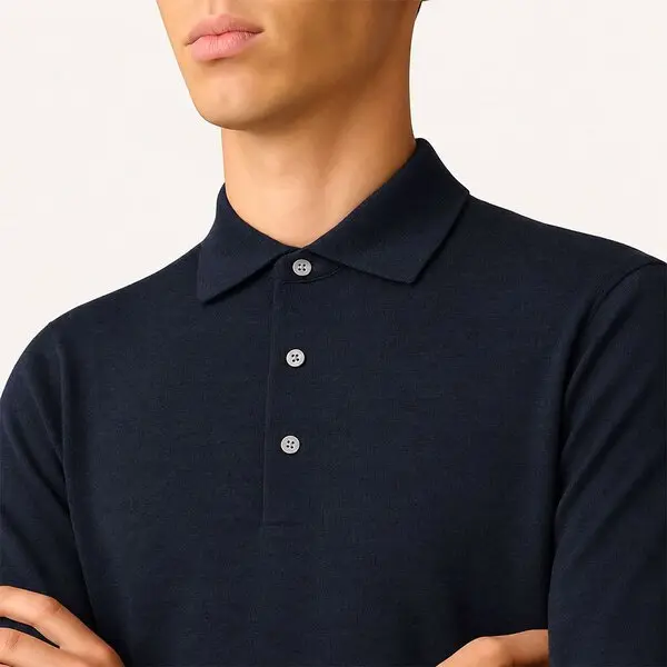 LARDINI Long Sleeved Ribbed Polo Shirt
