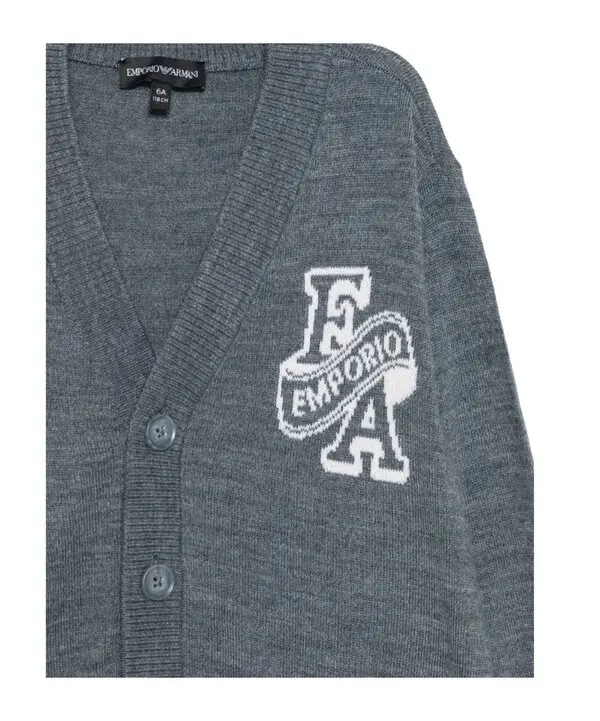 Giorgio Armani Logo-intarsia Button-up Cardigan - Grey