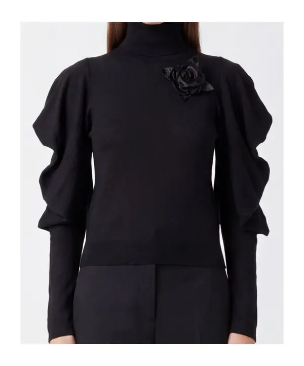 Blumarine Puff-sleeve Turtleneck Sweater