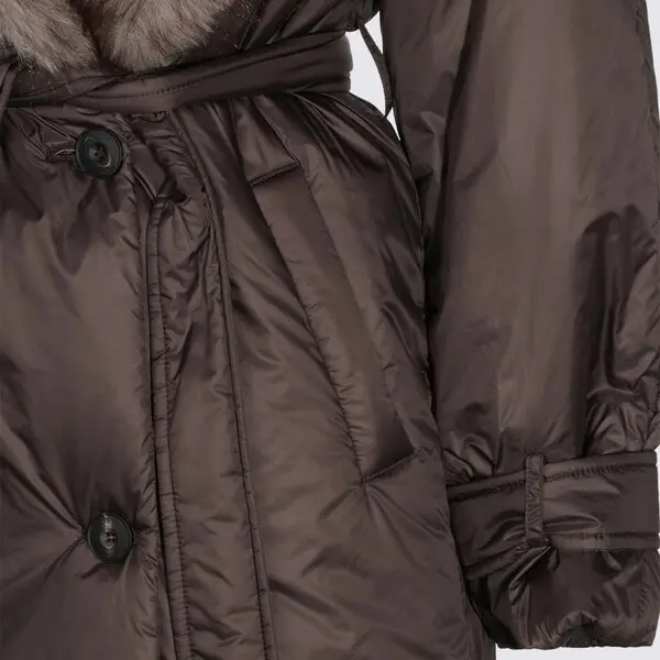 Antonelli Firenze Belted Faux Fur Collar Coat