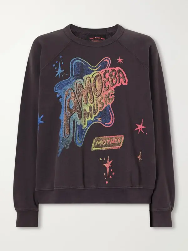 MOTHER Biggie Concert Printed Cotton-jersey Sweatshirt - Gray