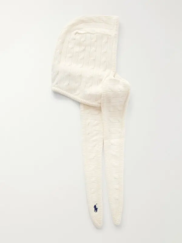 Polo Ralph Lauren Logo-embroidered Cable-knit Wool And Cashmere-blend Beanie - Neutrals