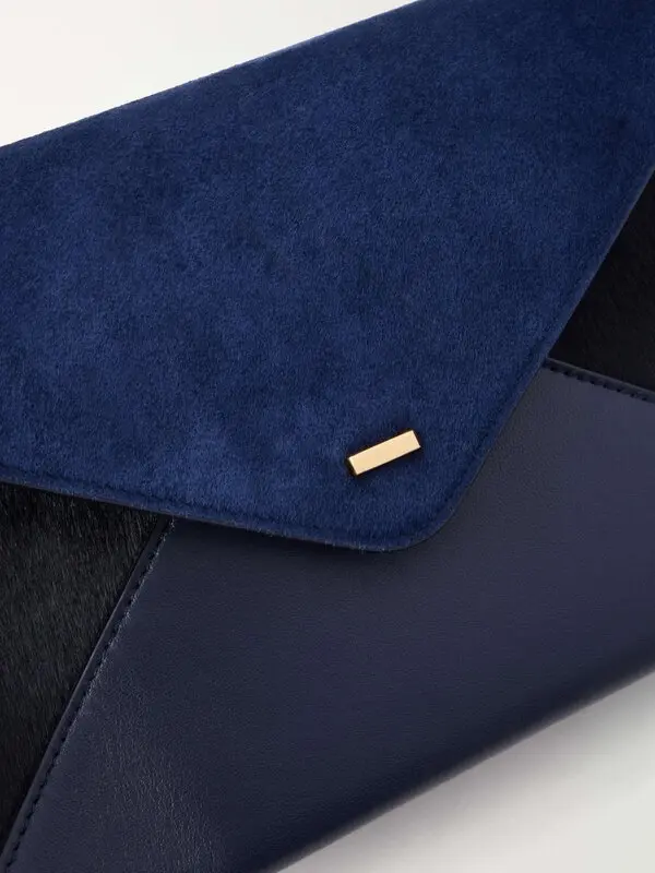 Khaite Grace Mini Leather, Suede And Calf-hair Clutch