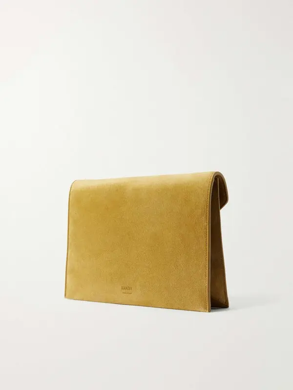 Khaite Grace Mini Leather, Suede And Calf-hair Clutch