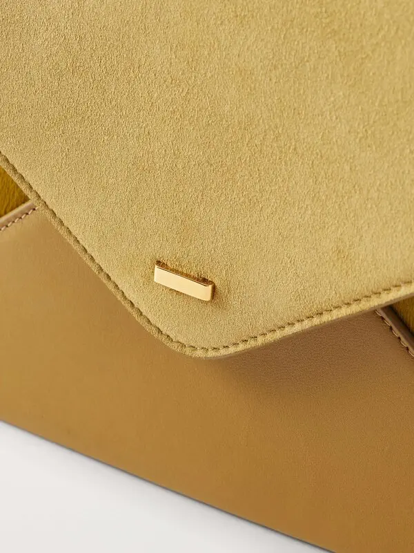 Khaite Grace Mini Leather, Suede And Calf-hair Clutch