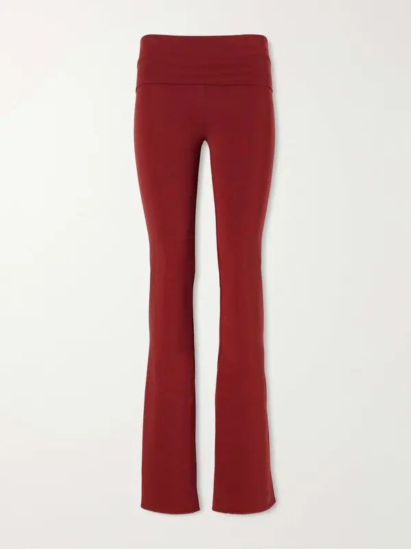 SKIMS Stretch-cotton Jersey Flared-leg Foldover Pants