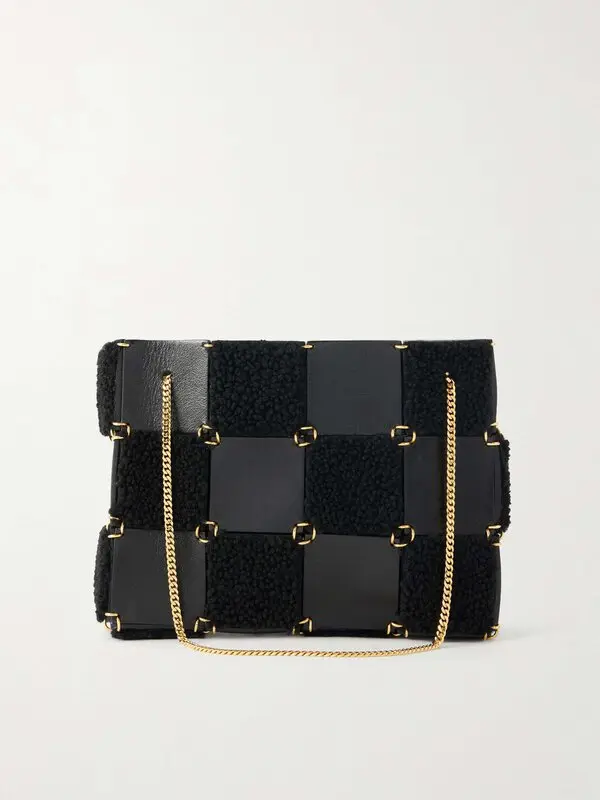 Khaite Emma Mini Leather And Suede Shoulder Bag - Black