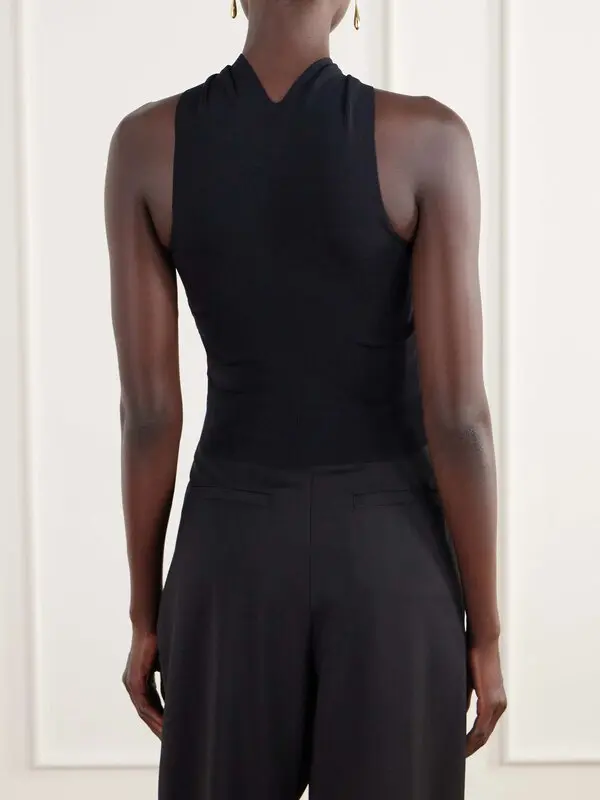 Cult Gaia Chris Embellished Gathered Ribbed-knit Tank
