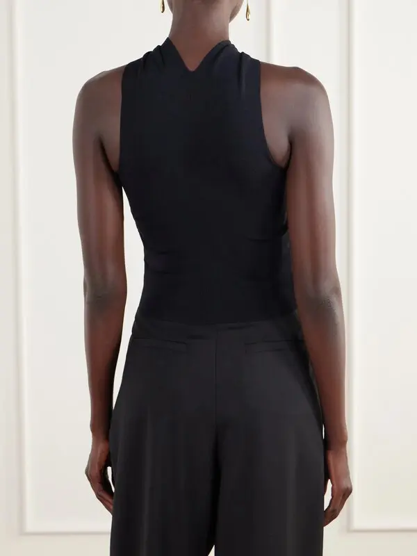 Cult Gaia Chris Embellished Gathered Ribbed-knit Tank