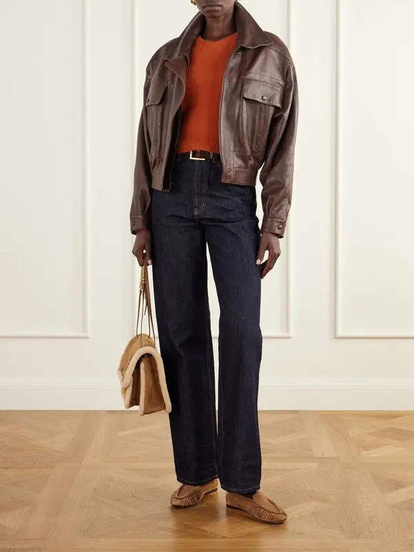 Saint Laurent Loaferino Gathered Suede Ballet Flats