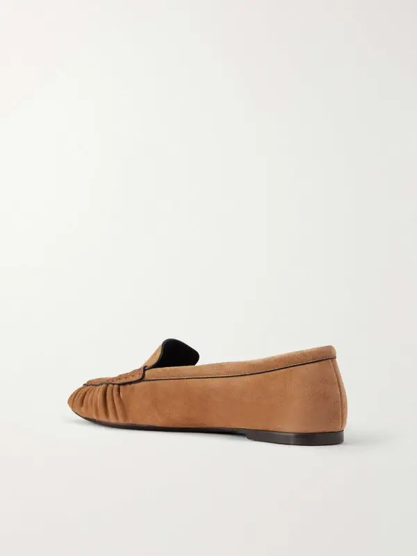 Saint Laurent Loaferino Gathered Suede Ballet Flats