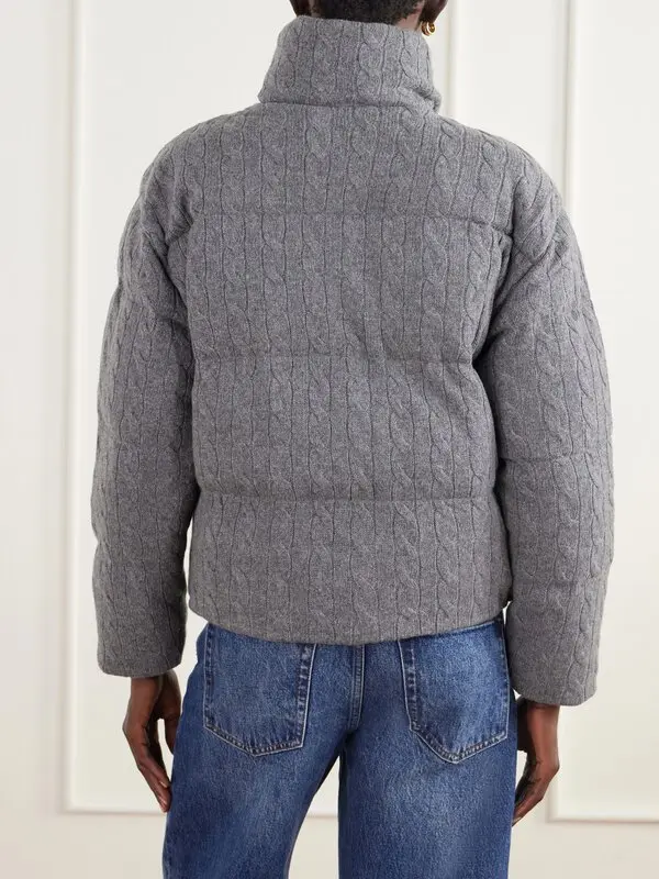 Polo Ralph Lauren Padded Quilted Cable-knit Wool And Cashmere-blend Jacket - Gray