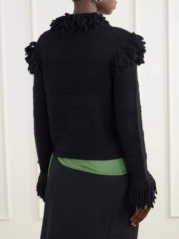Polo Ralph Lauren Fringed Cable-knit Wool Cardigan