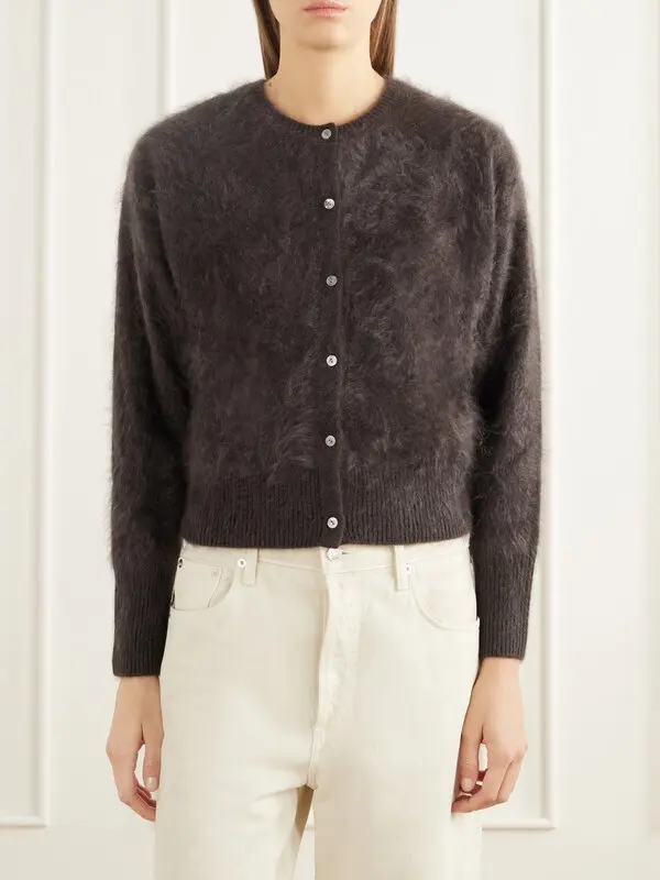 ALMADA Brushed Organic Cashmere Cardigan - Brown