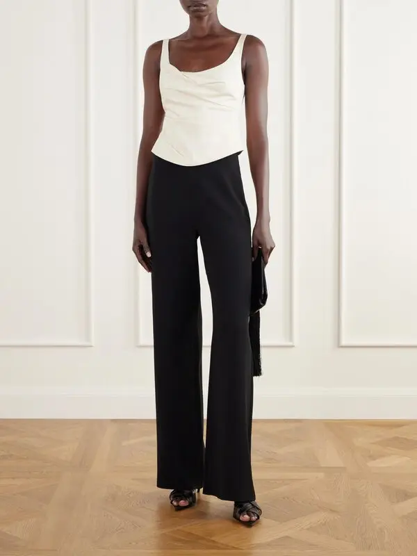 ST. AGNI Draped Tussah Silk-blend Bustier Top - Neutrals
