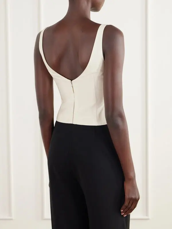 ST. AGNI Draped Tussah Silk-blend Bustier Top - Neutrals
